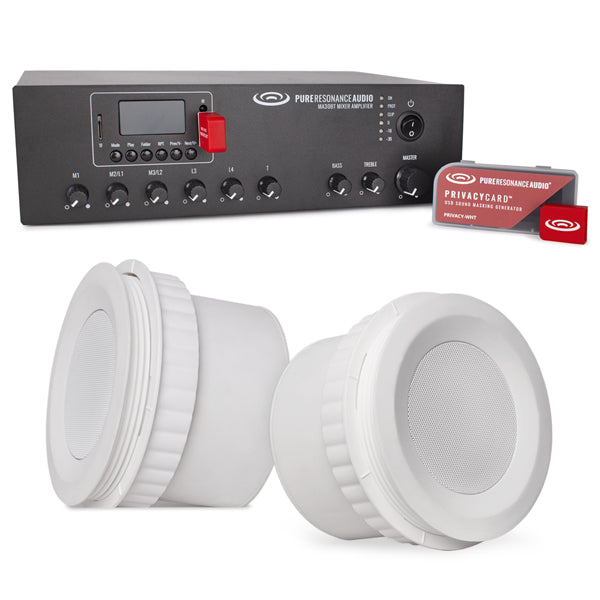 Commercial Sound Masking System with 70V Ceiling Speakers and White Noise Generator