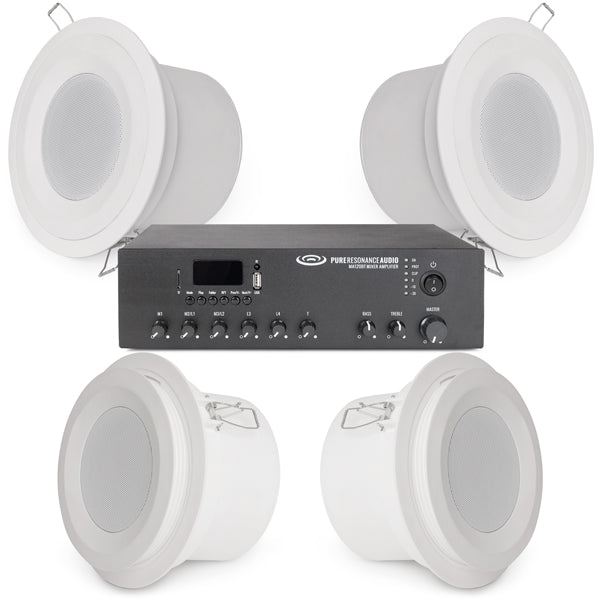 Small Retail Store Sound System with 8 Drywall Mount Ceiling Speakers & 60W Bluetooth Mixer ...