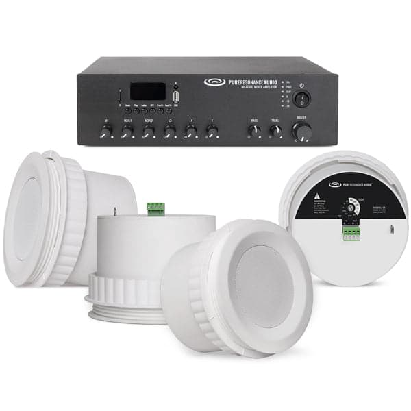 Office Music System with 70V Ceiling Speakers and 120W Mixer Amp