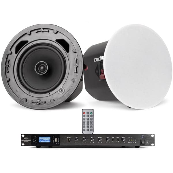 Restaurant Audio System with 70V Speakers and 500W Mixer Amplifier