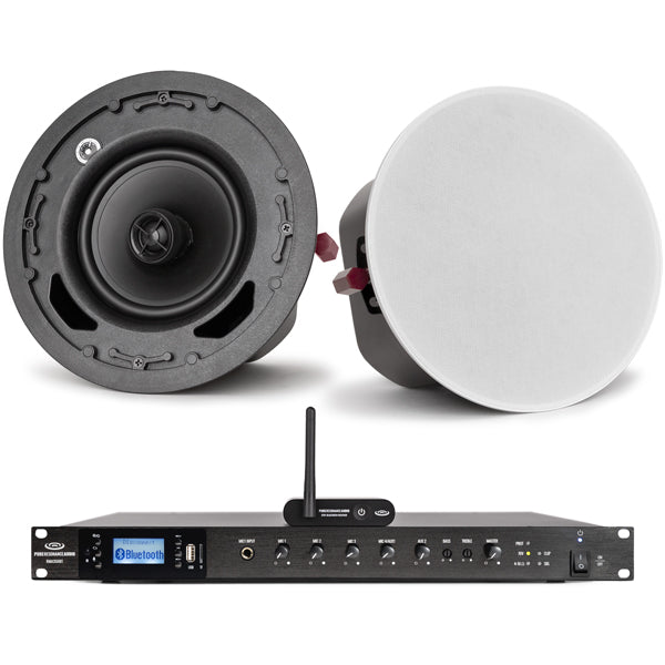 Business Speaker System with 70V Ceiling Speakers, 350W Amp and Bluetooth