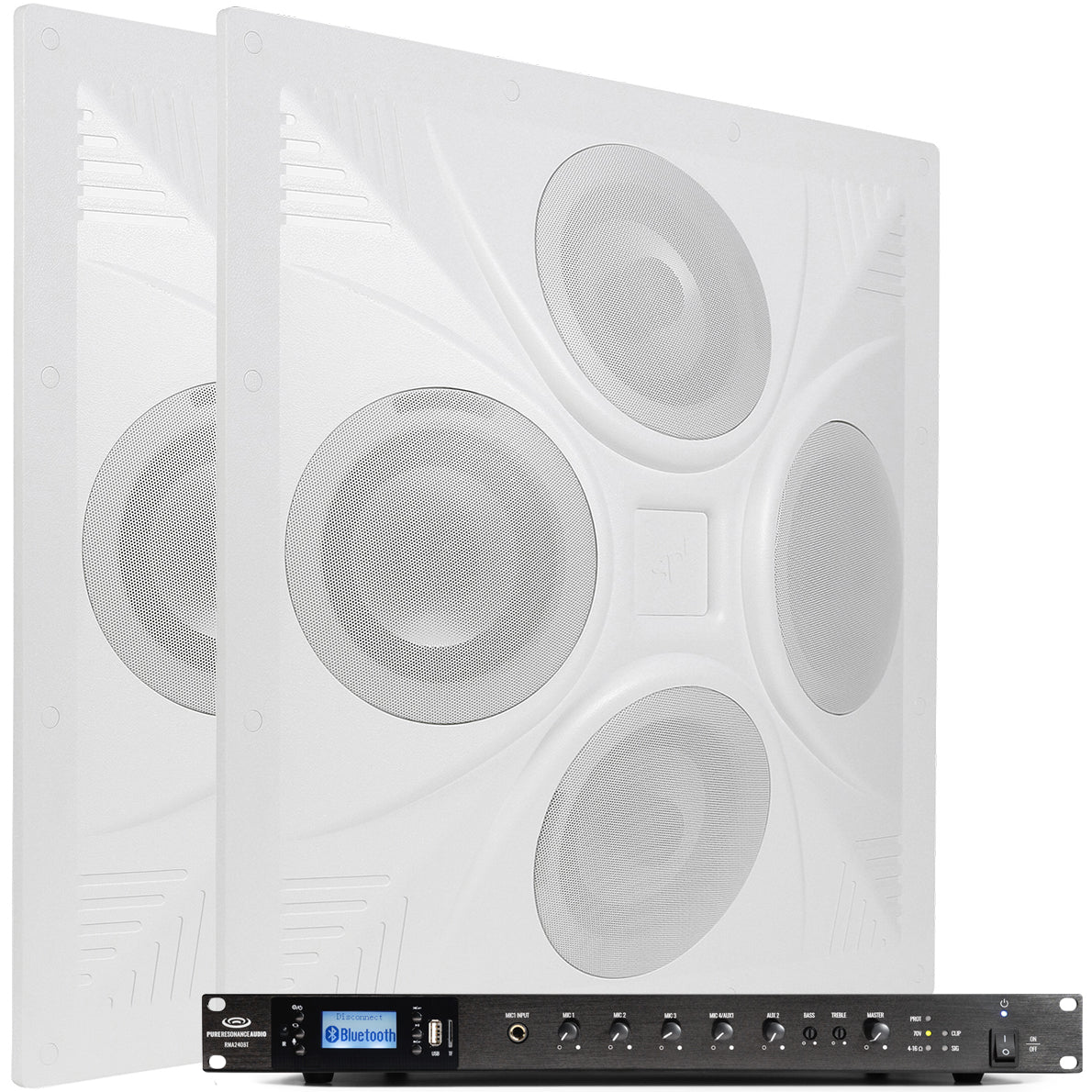 Conference Room Speaker System with 2 2x2 70V Speakers and 240W Rack ...