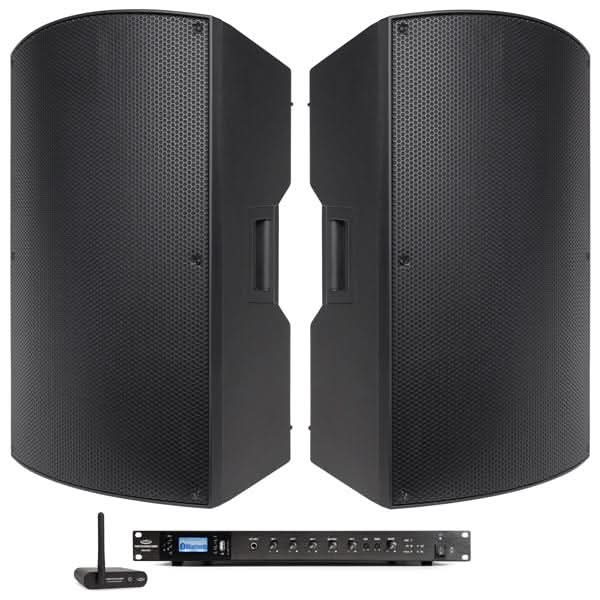 Group Fitness Sound System with PA Speakers, Mixer Amp and Bluetooth ...