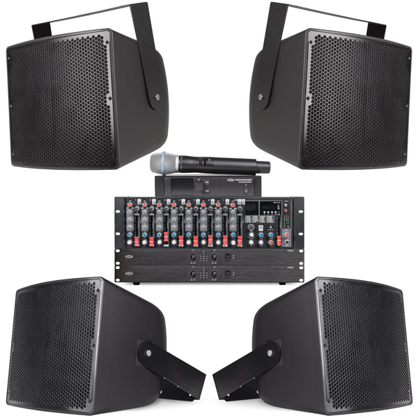 High School Gym Sound System with Outdoor Speakers, Mixer, Power Amps ...