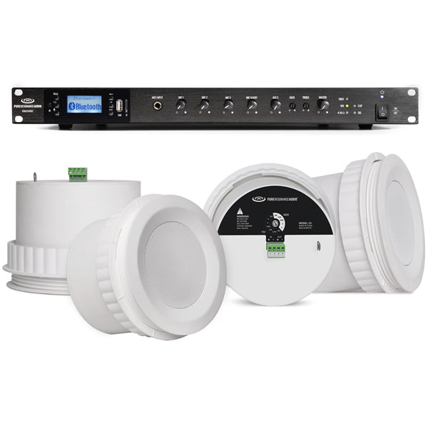 Hospitality Sound System with 70V Ceiling Speakers and Mixer Amplifier