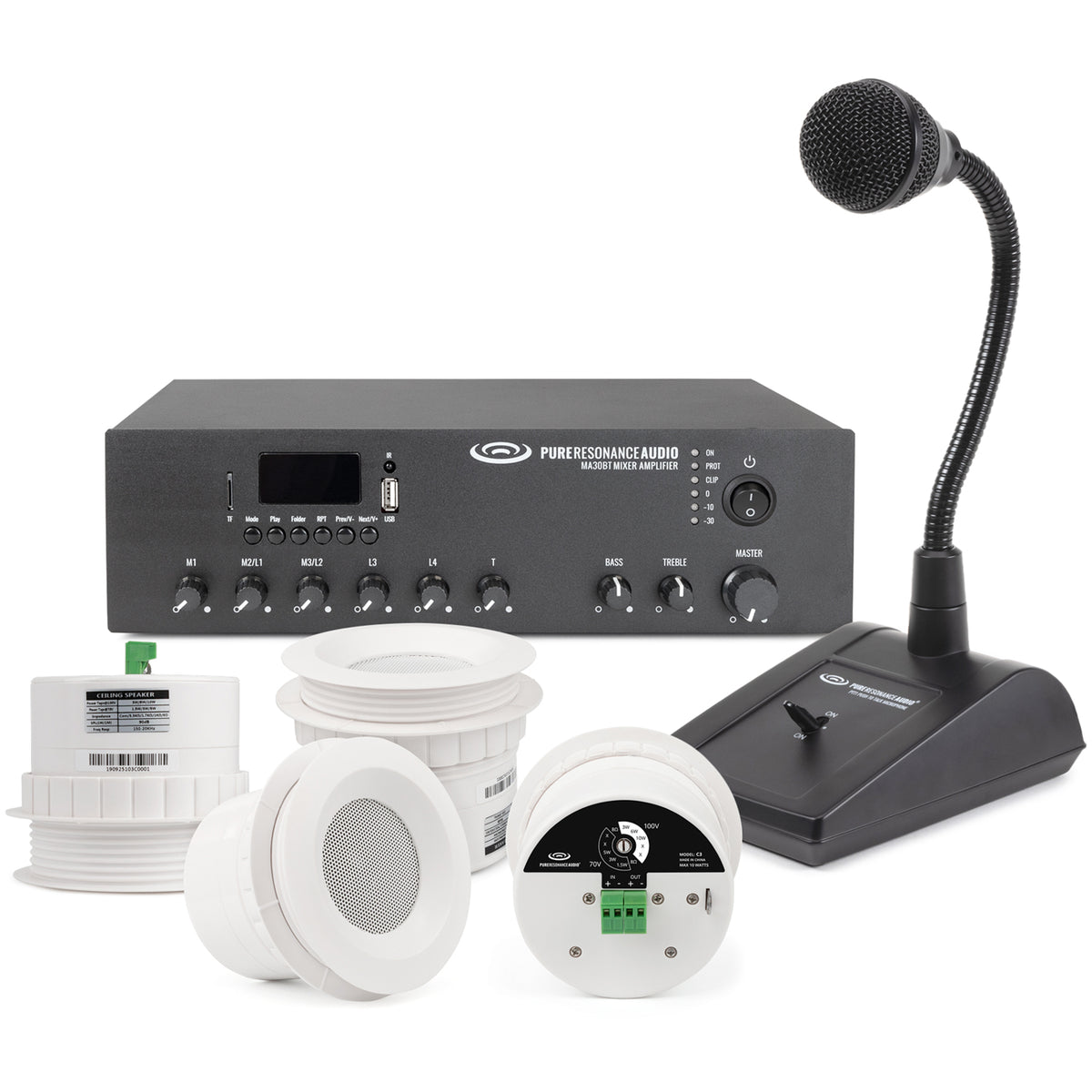Paging Sound System with 4 Ceiling Speakers, Bluetooth Mixer Amplifier ...