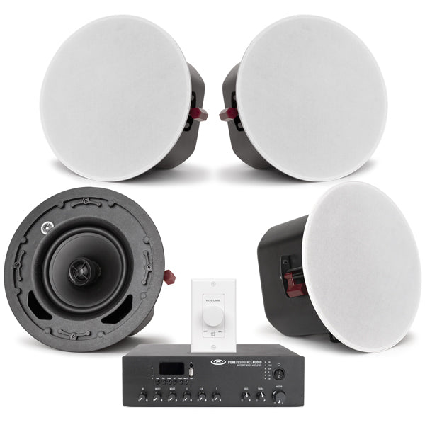 Small Restaurant Sound System with 70V Ceiling Speakers, Mixer ...