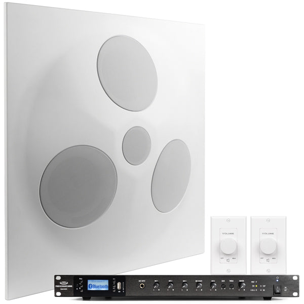 Restaurant Sound System with 2x2 Speakers, Mixer Amp and 2 Volume Controls