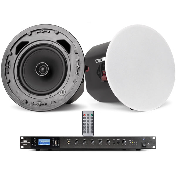 Retail Store Sound System with 4 Ceiling Speakers and 350W Rackmount ...