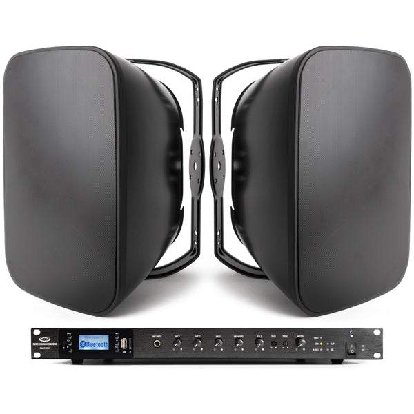 Outdoor Speaker System with 70V Speakers and 240W Mixer Amplifier