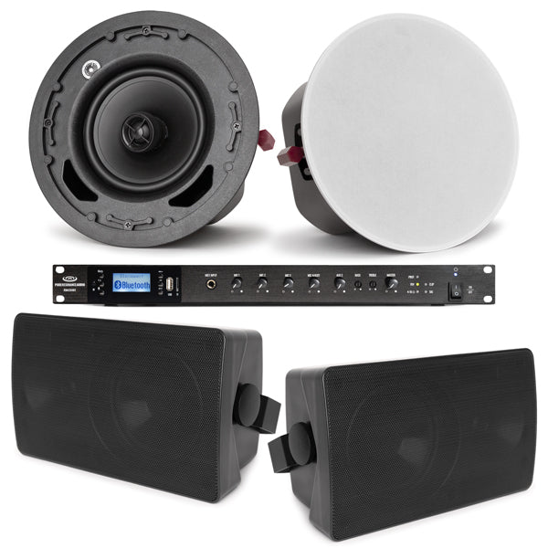 Restaurant Sound System with 6 70V Ceiling Speakers, 2 Surface Speakers ...