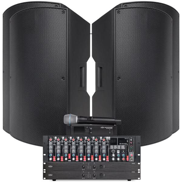 School Gym Sound System with PA Speakers, Mixer, Amps and Wireless ...
