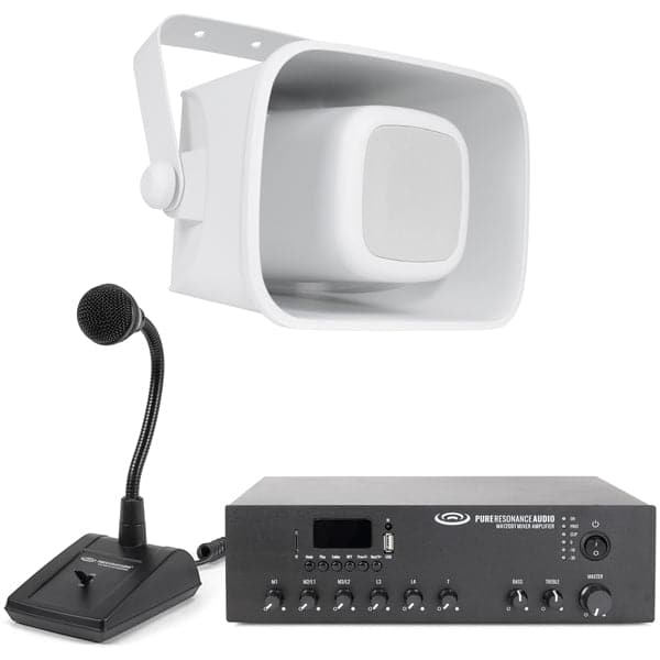 Paging Speaker System with Horn Speaker, Bluetooth Mixer Amp and Paging Mic