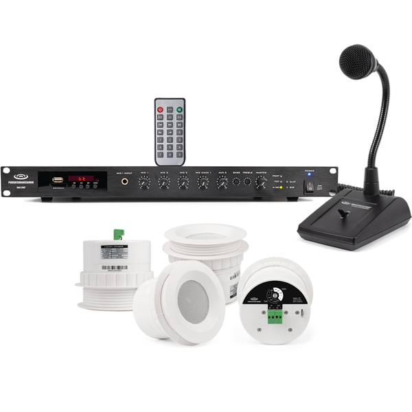 Paging Sound System with 12 Ceiling Speakers, Rack Mount Bluetooth ...