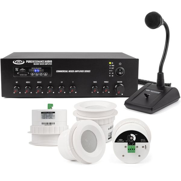 Paging Sound System with 4 Ceiling Speakers, Bluetooth Mixer Amplifier ...