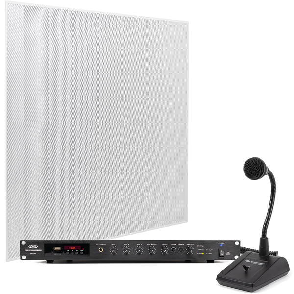 Paging Sound System with 6 Drop Tile Ceiling Speakers, Rack Mount ...
