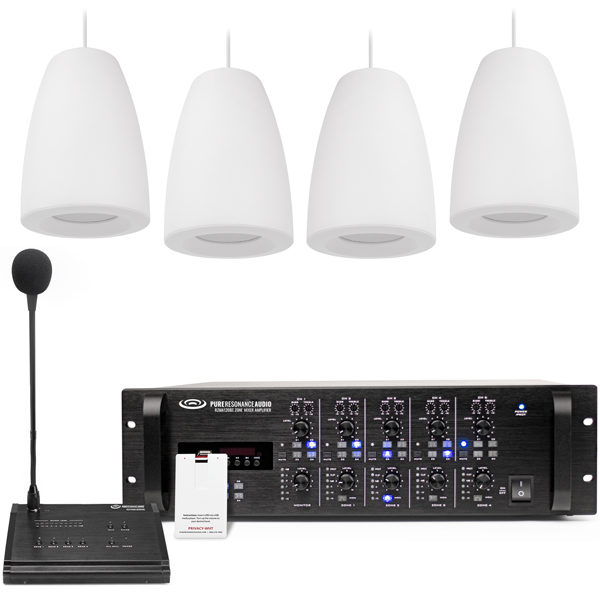 Sound Masking System with 24 Pendant Speakers, Rack Mount Multi Zone ...