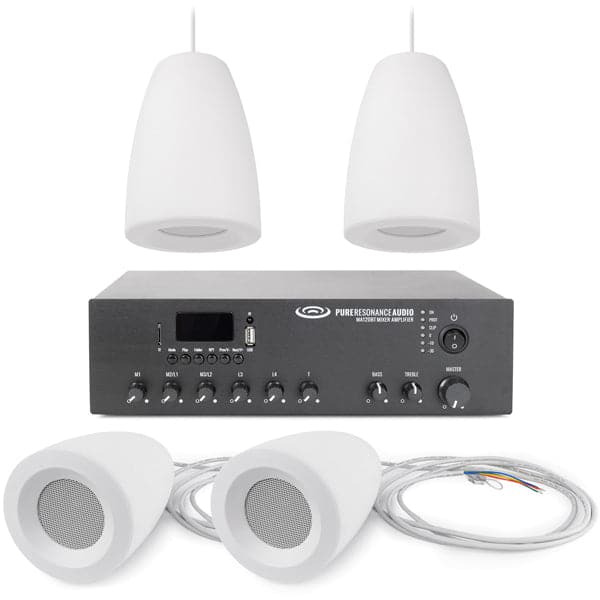 Restaurant Sound System with 12 70V Pendant Speakers and 120W Mixer ...