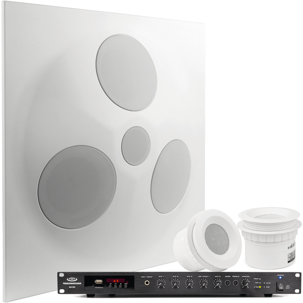 Fitness Sound System with 2 Premium Ceiling Tile Speakers, 4 Compact ...