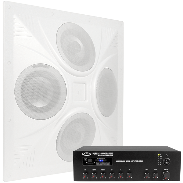 Fitness Sound System with a Drop Tile Ceiling Speaker and 120 Watt Bluetooth Mixer Amplifier