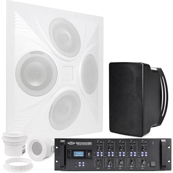 Hospitality Sound System with 2x2 70V Speakers, 3-inch Ceiling Speakers ...