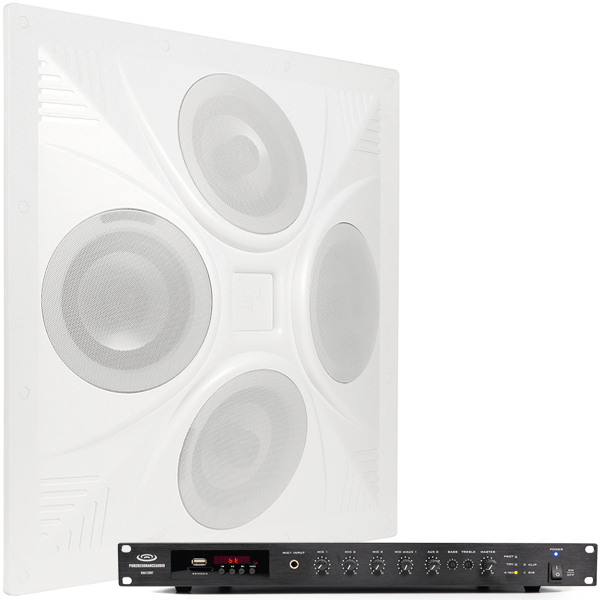 Multi Purpose Area Sound System with 4 Ceiling Tile Speakers and 350W ...
