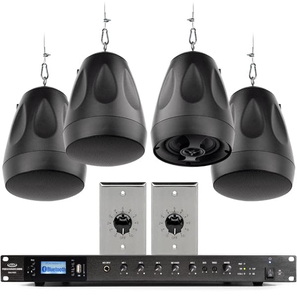 Bar Restaurant Music System with 8 70V Pendant Speakers, 240W Mixer ...