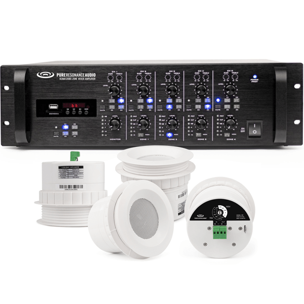 Restaurant Sound System with 16 70V Ceiling Speakers and 120W Zone ...