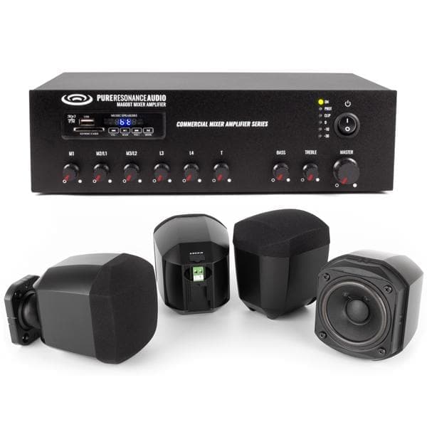 Background Music Sound System with 4 Surface Mount Speakers and 60W ...